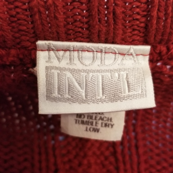Moda International | Dresses | Moda Intl Red Cable Knit Sweater Dress ...